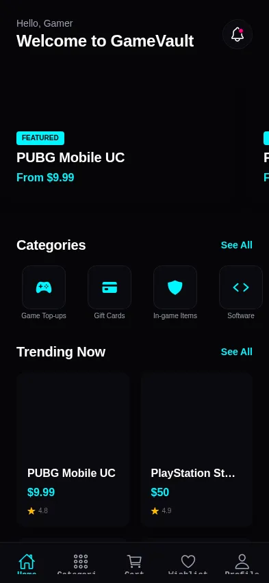 GameVault Mobile Store