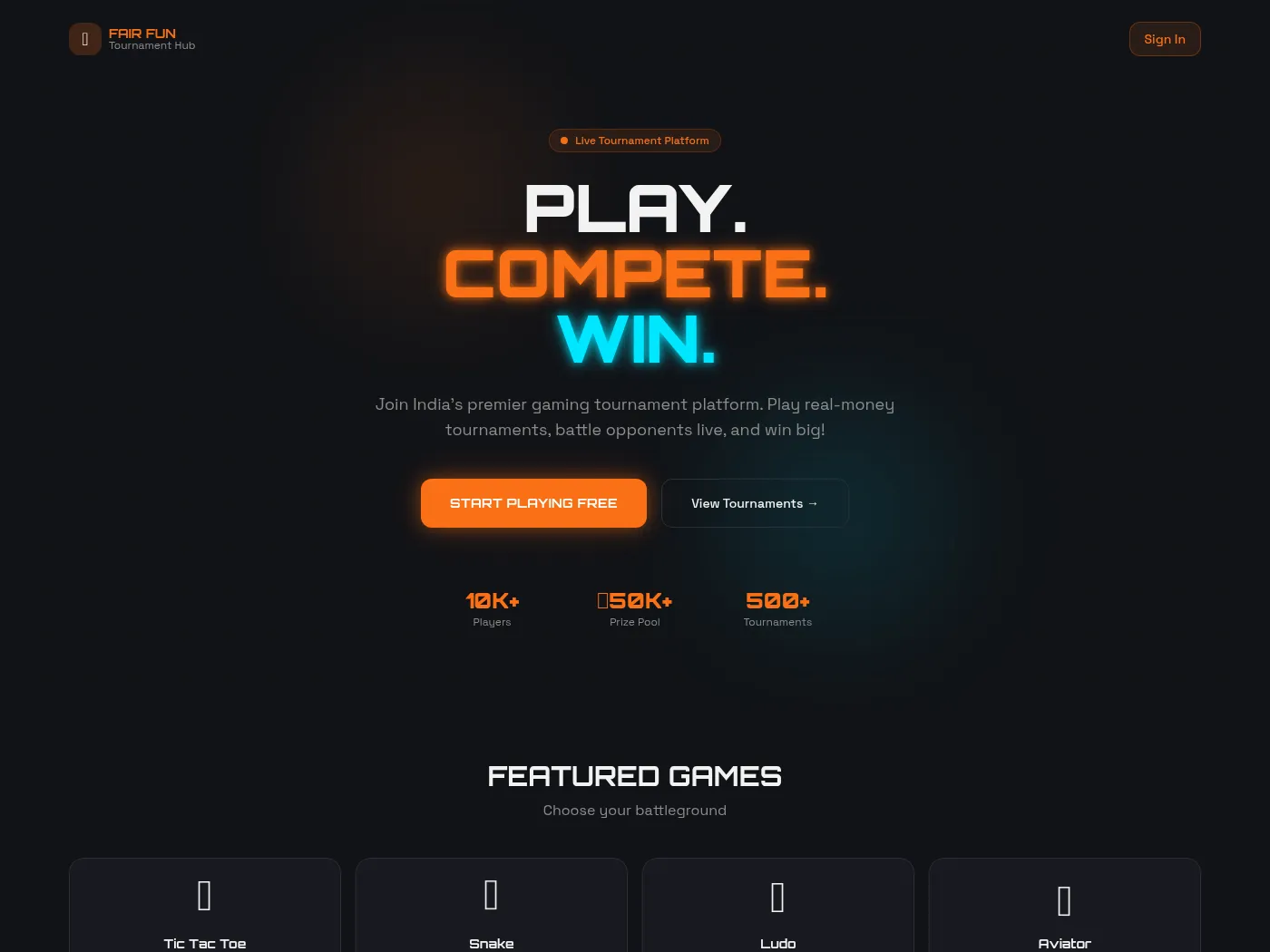 Fair Fun Tournament Hub