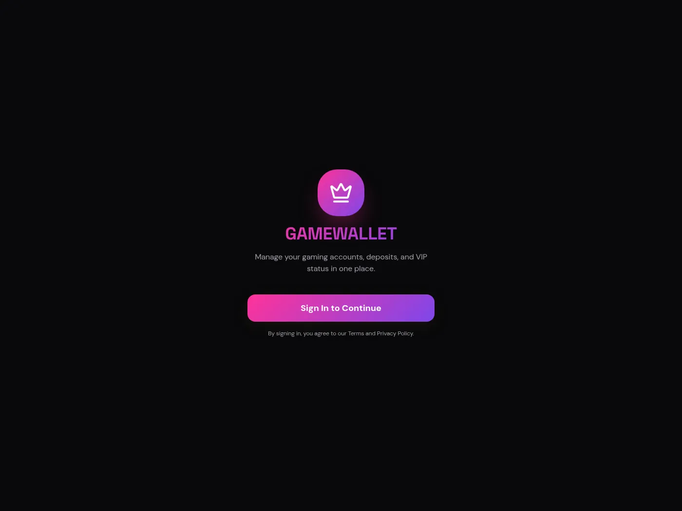 GameWallet Dashboard