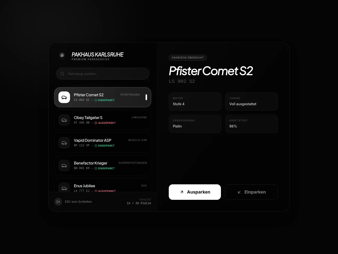 Garage UI Modern