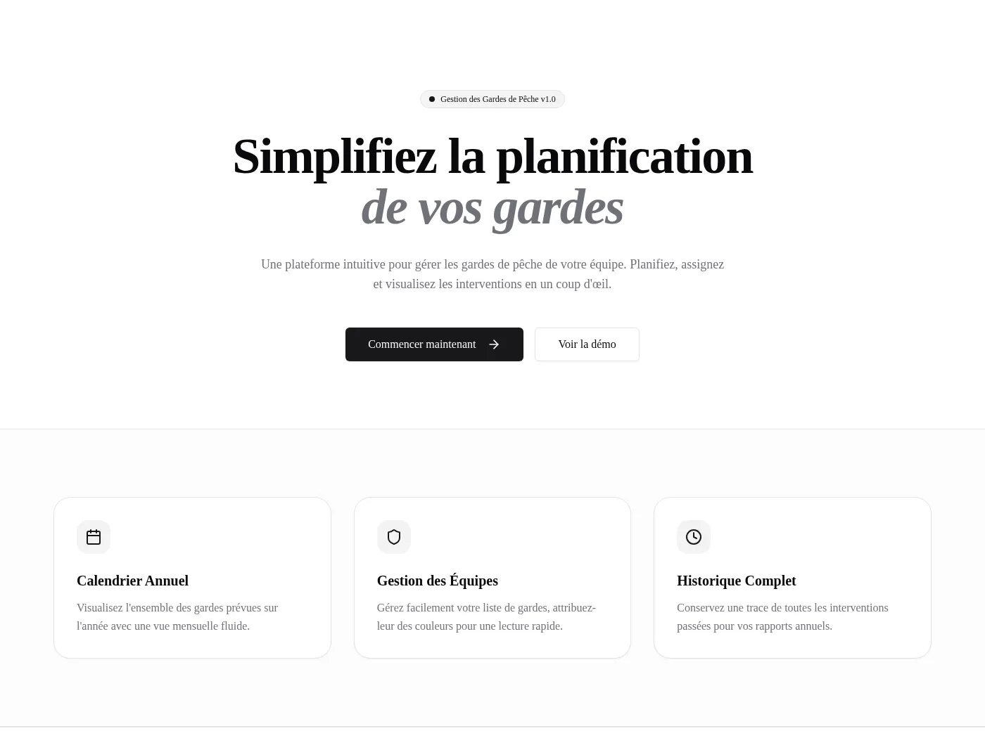 Garde Pêche Planner