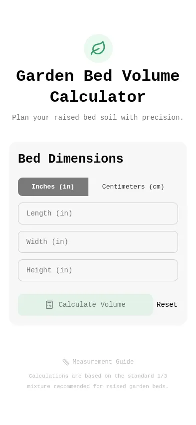 Garden Bed Volume Calculator