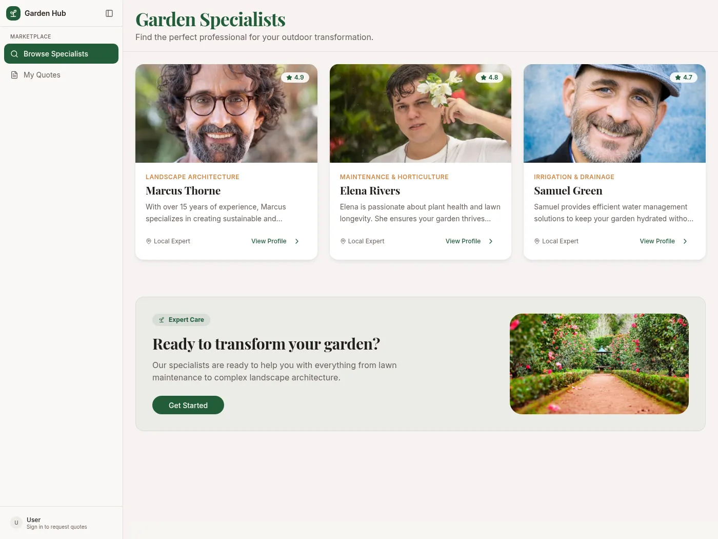 Garden Services Hub