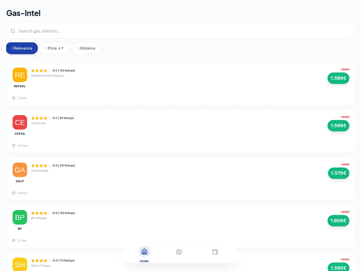 Gas-Intel Mobile UI