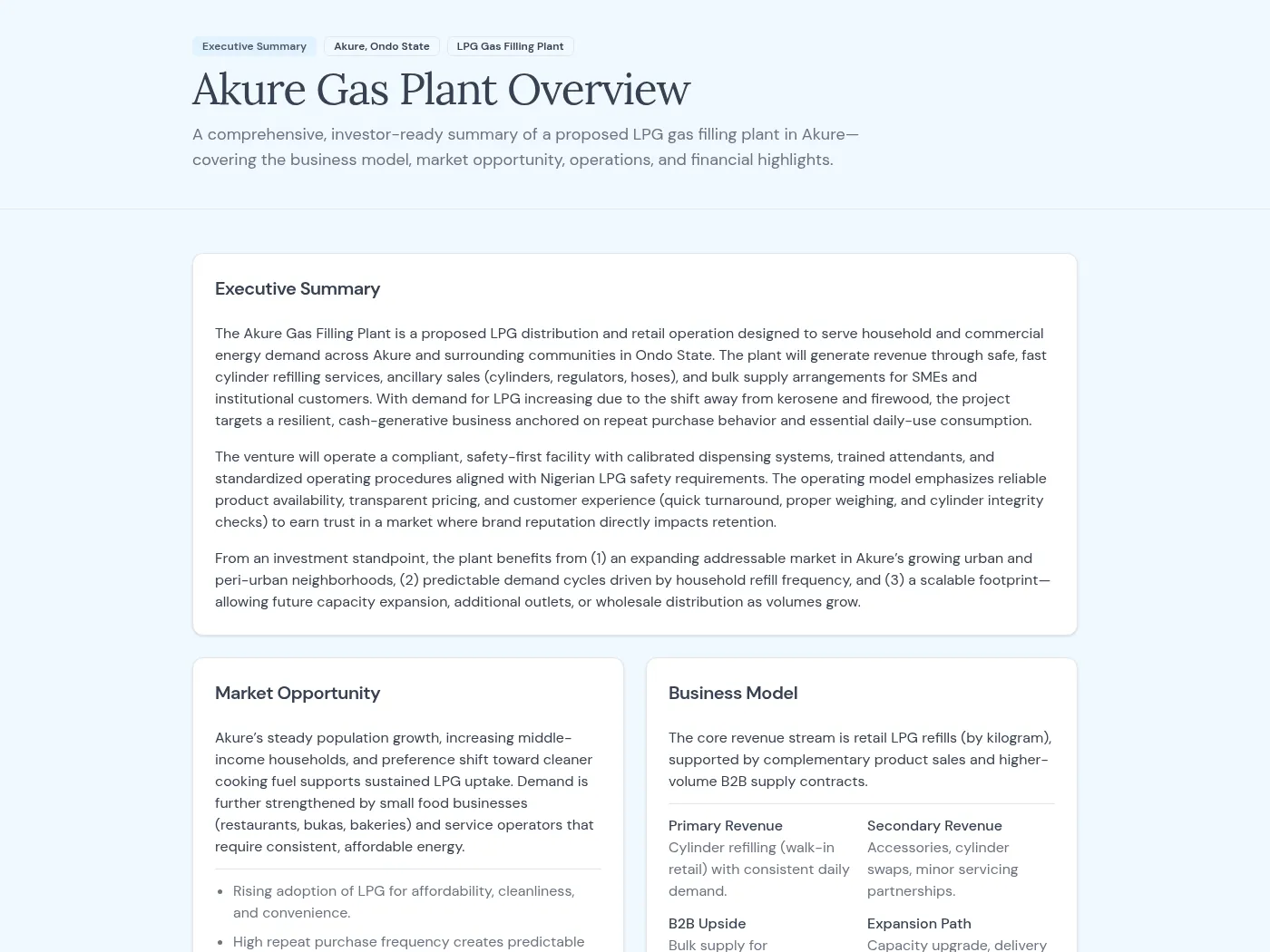Akure Gas Plant Overview