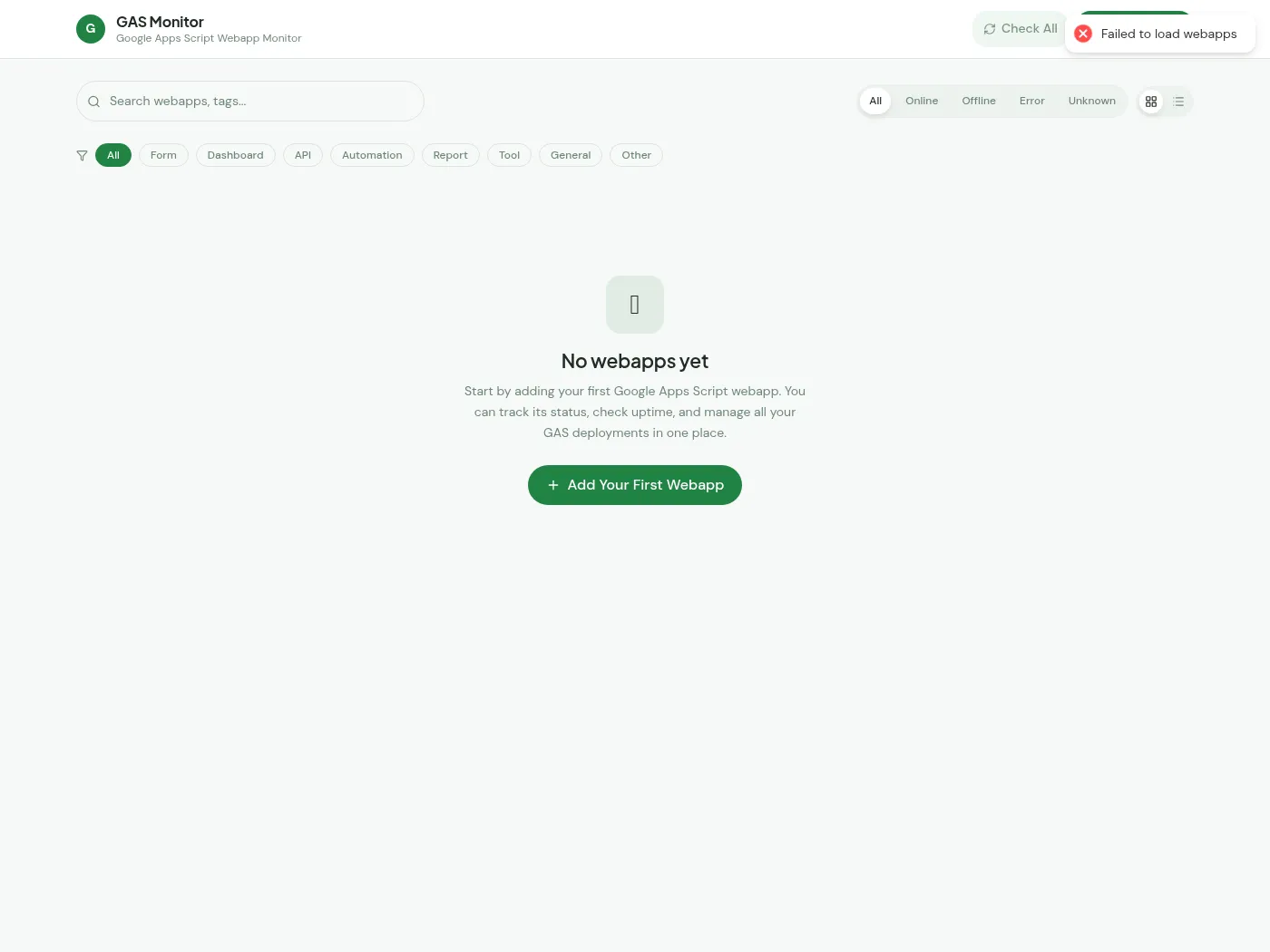 GAS Webapp Monitor
