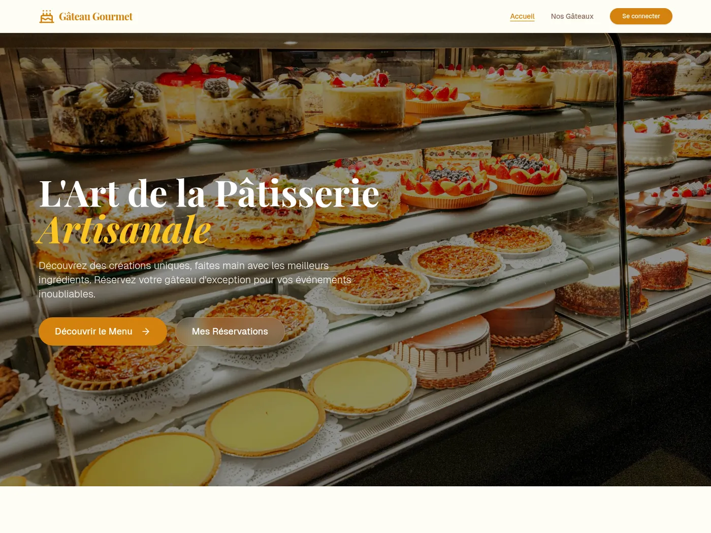 Gâteau Booking Site