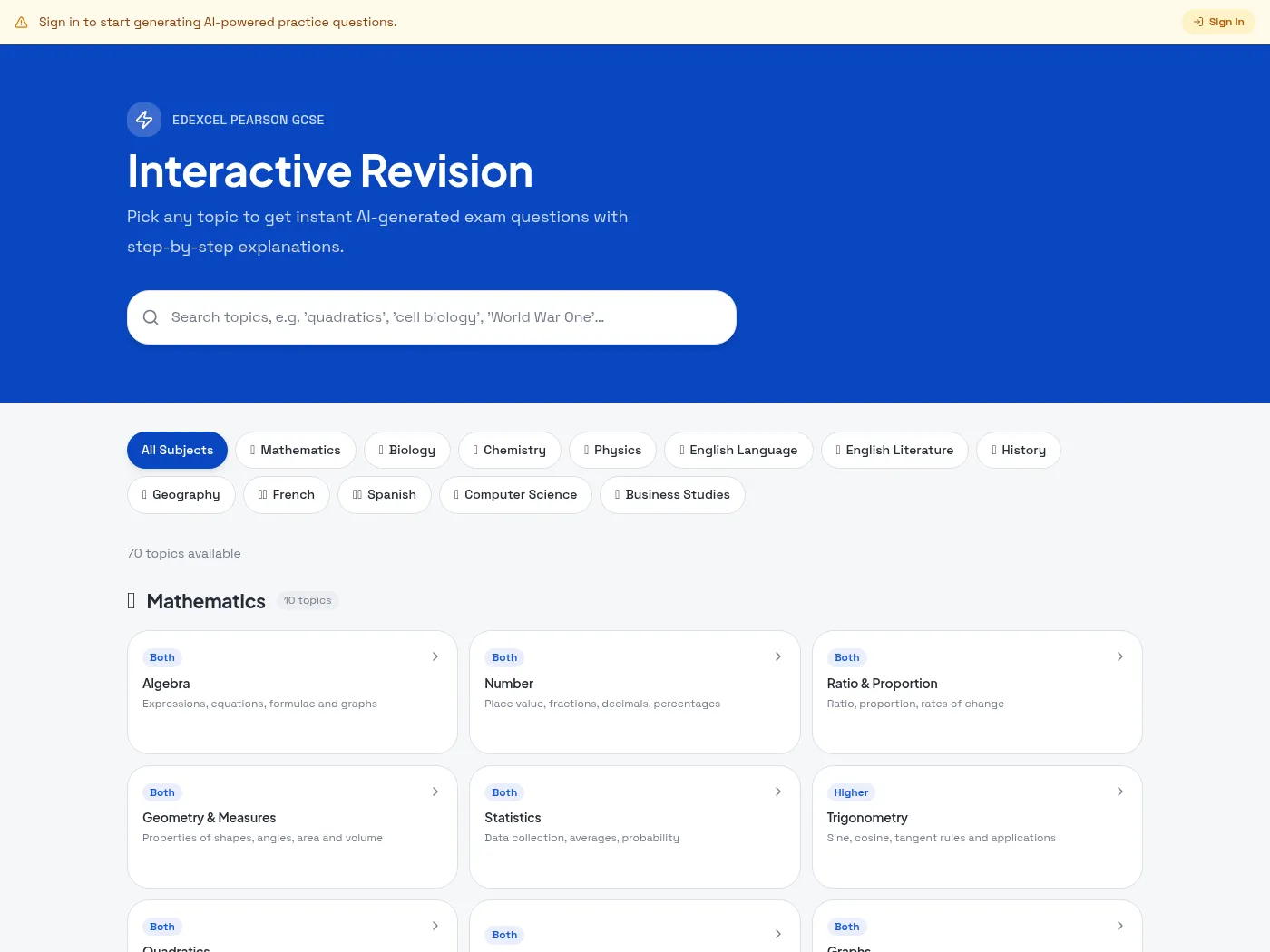 GCSE Interactive Practice