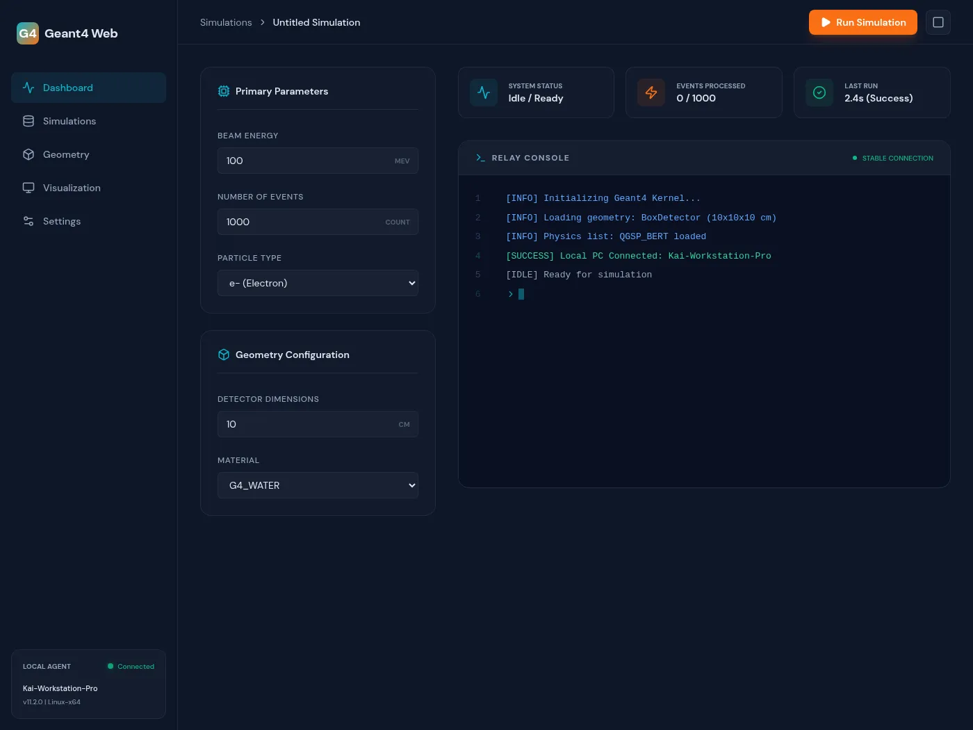 Geant4 Web Runner