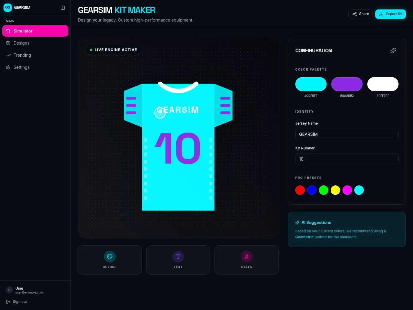 GearSim Custom Kit Maker