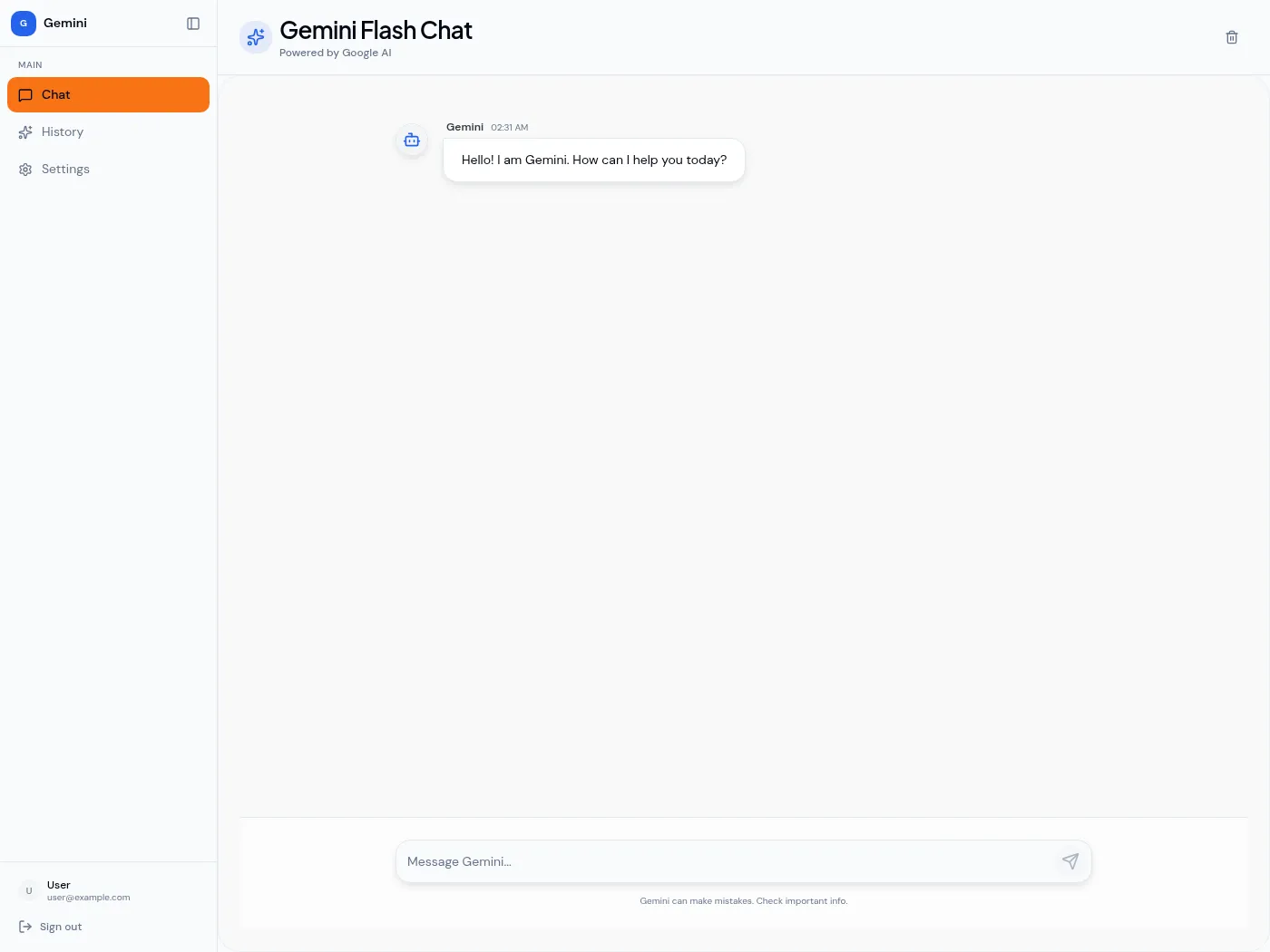 Gemini Flash Chat