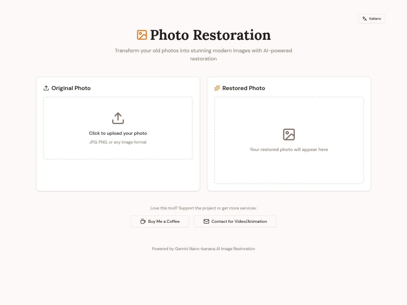Gemini Nano-banana Photo Restoration Website