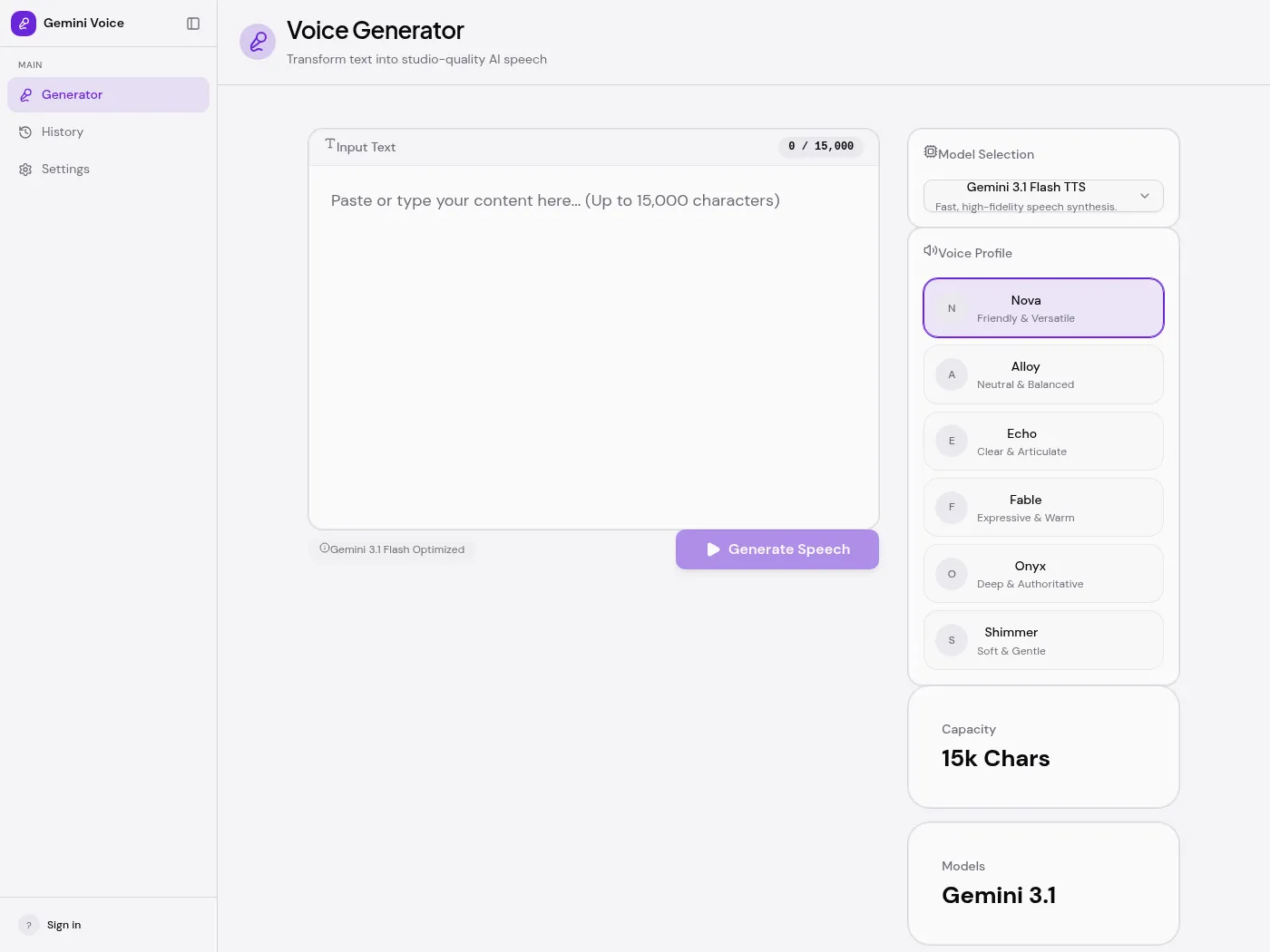Gemini Voice Generator