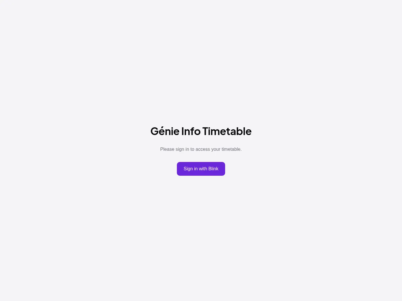 Génie Info Timetable