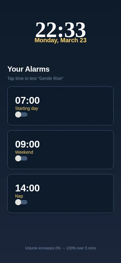 Gentle Rise Alarm