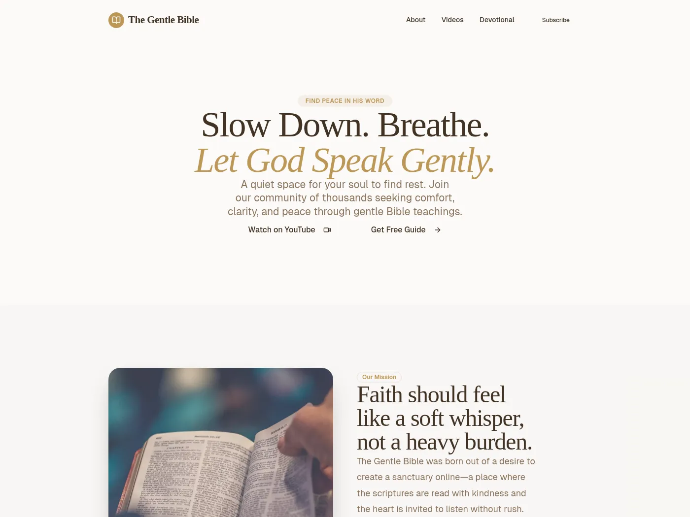 Gentle Bible Landing