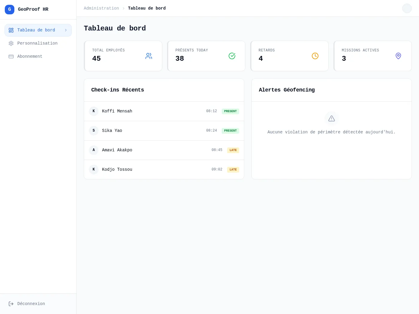 Geo HR Check-in Clone