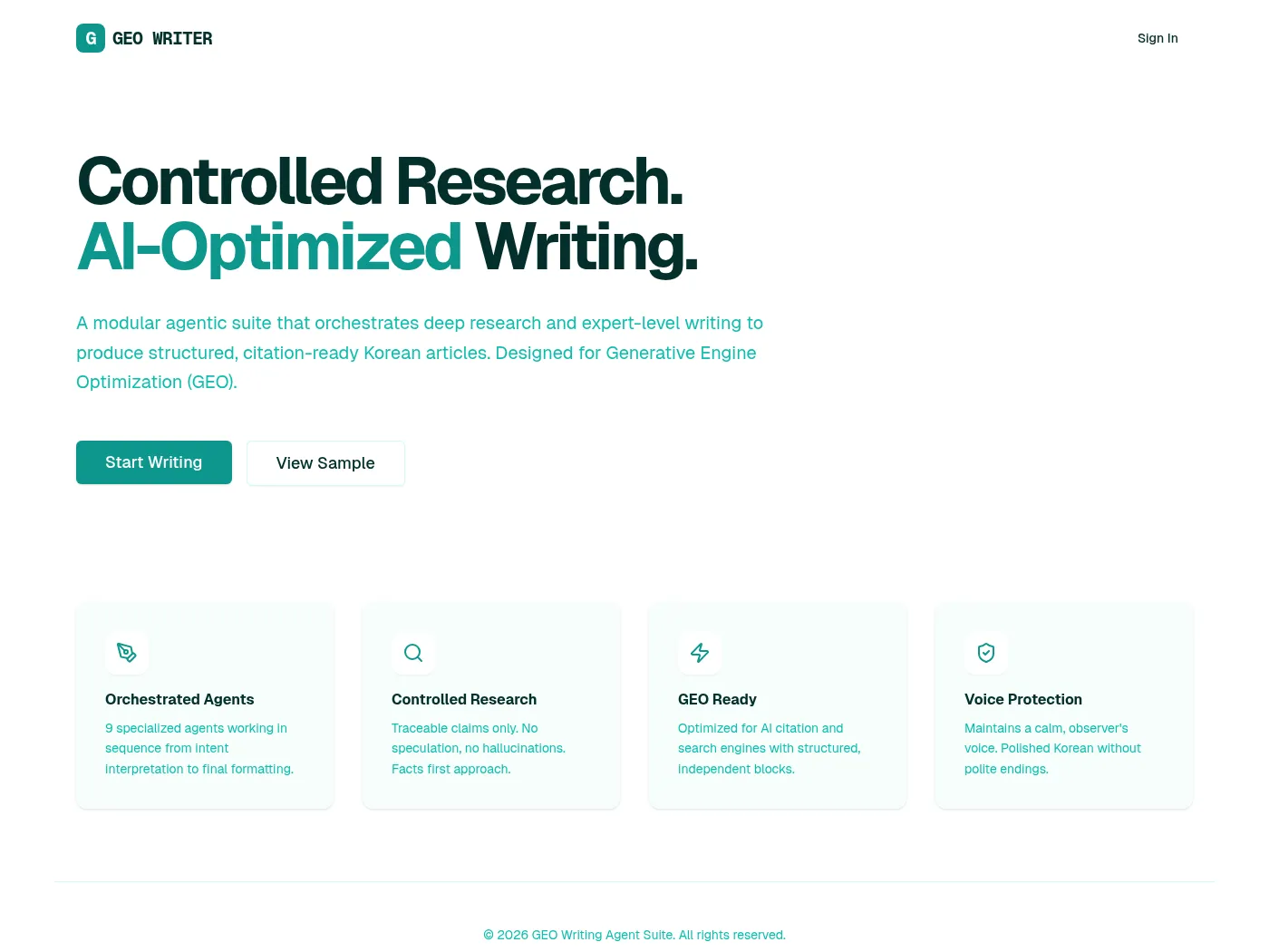 GEO Writing Agent Suite