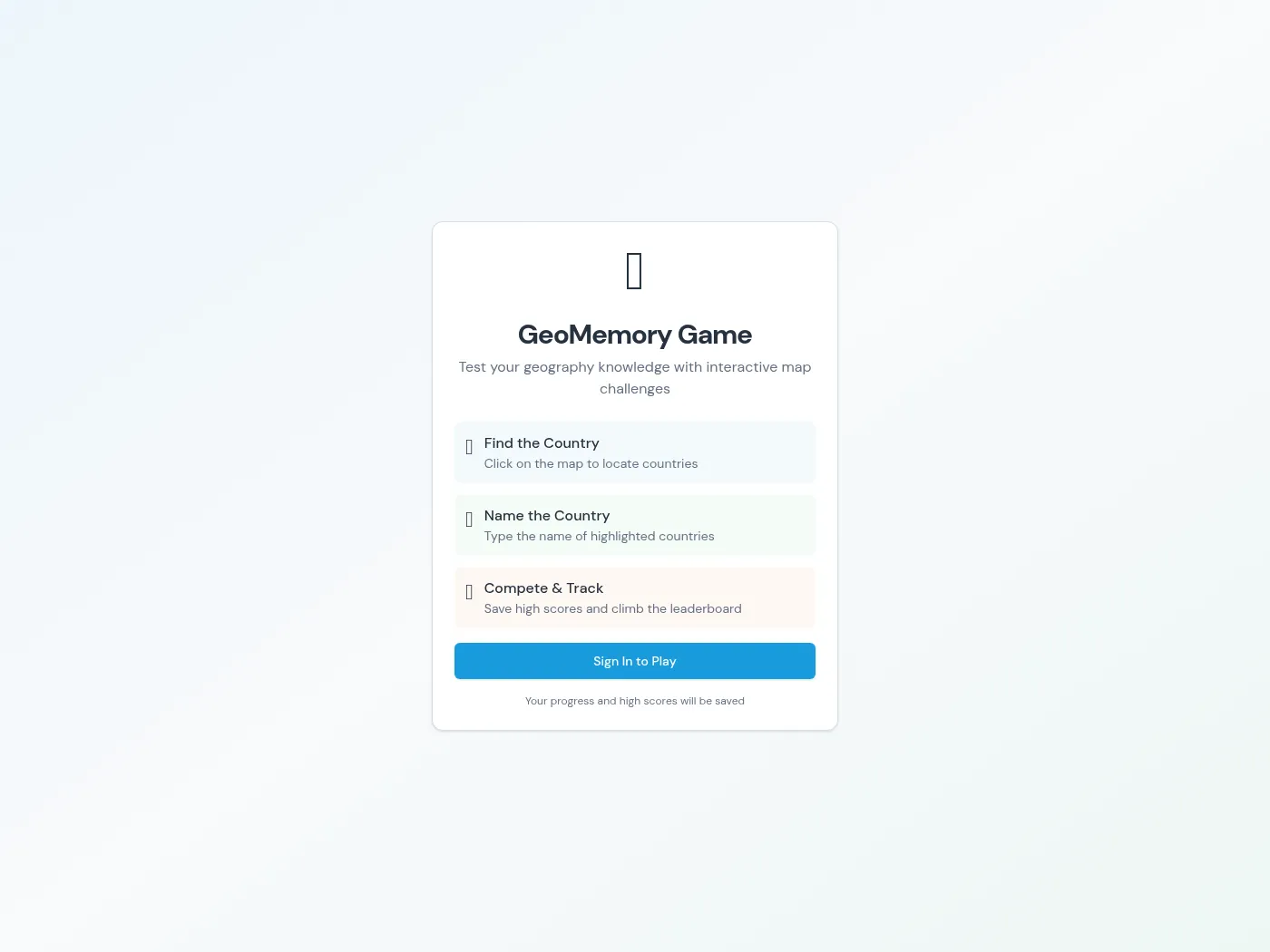 GeoMemory Game