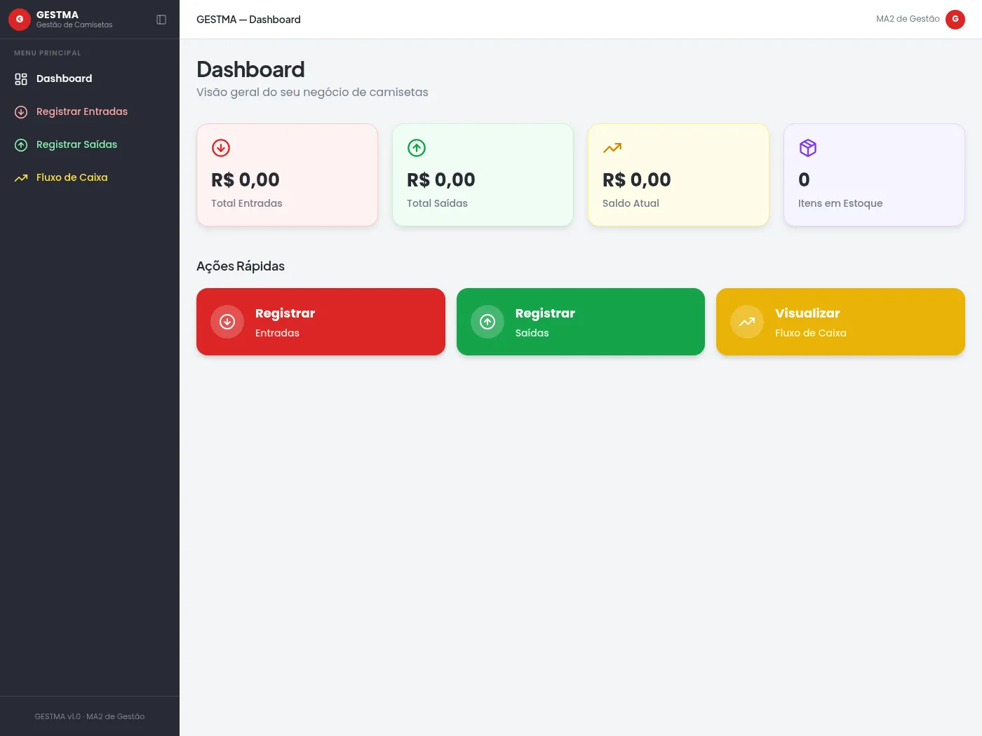 GESTMA Camiseta Dashboard