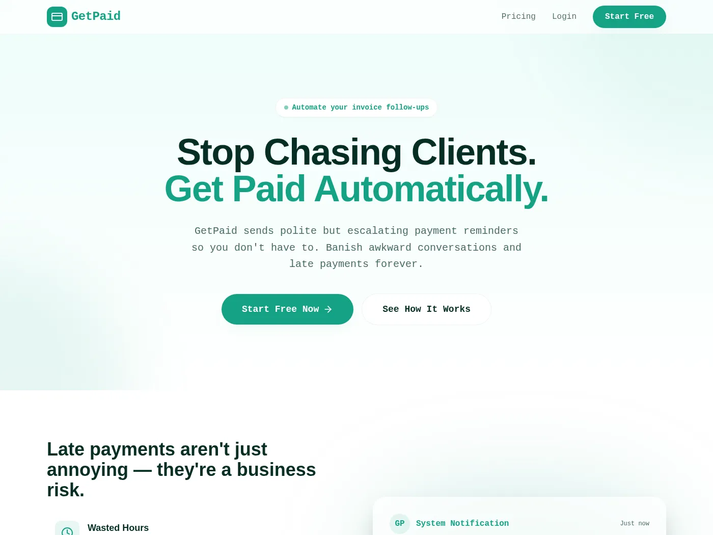 GetPaid SaaS Reminder App