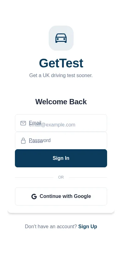 GetTest – Driving Test Alerts