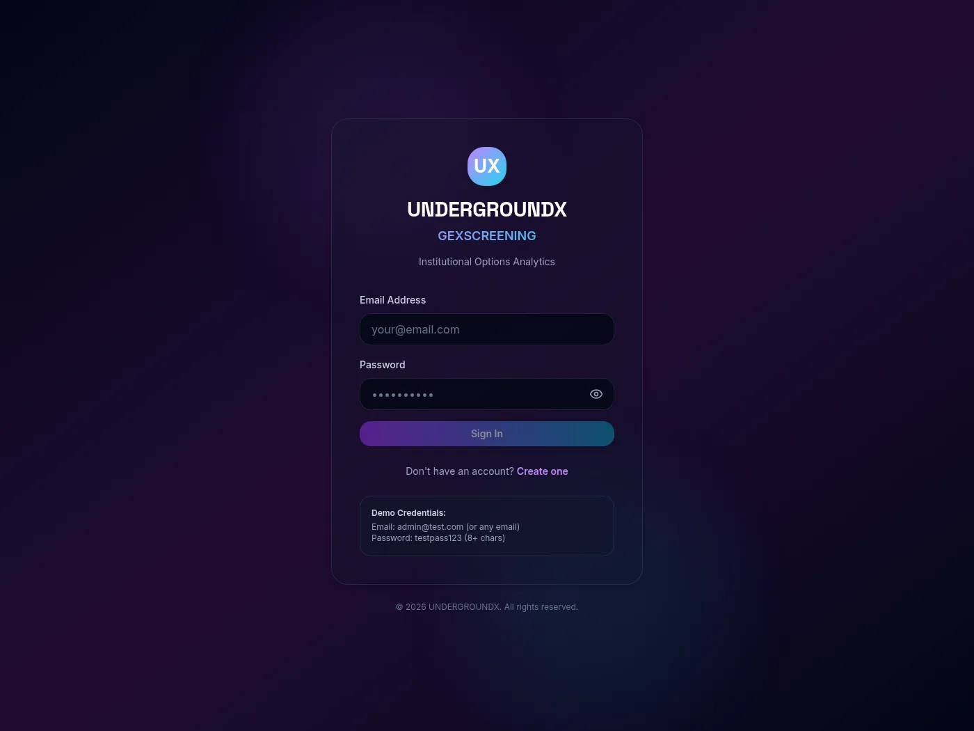 GEXScreening Analytics Platform
