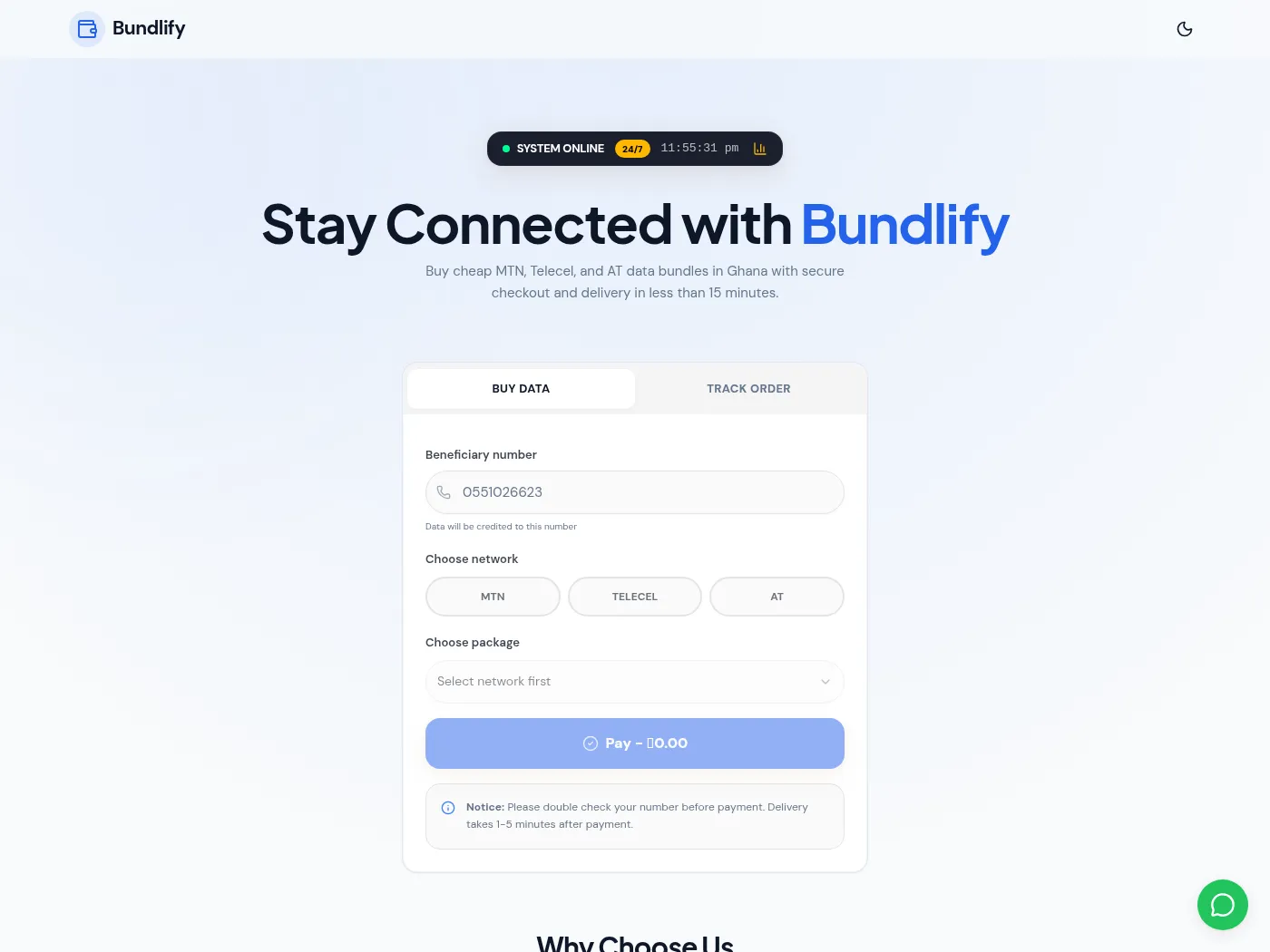 Ghana Data Bundle UI