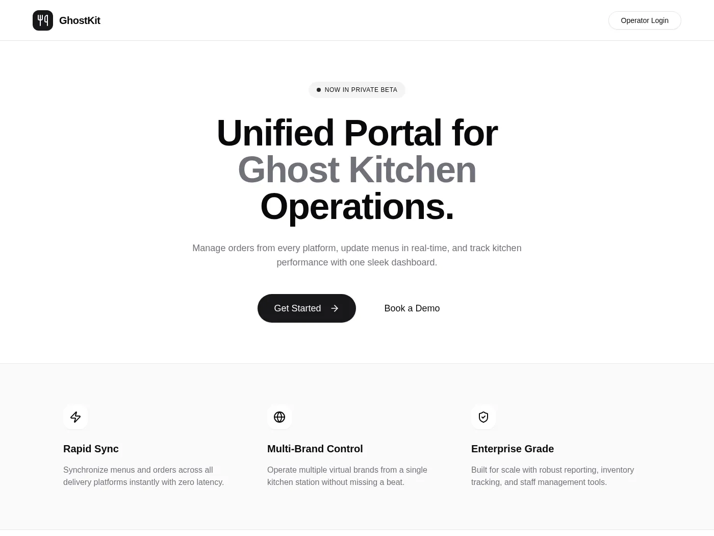 Ghost Kitchen SaaS Portal