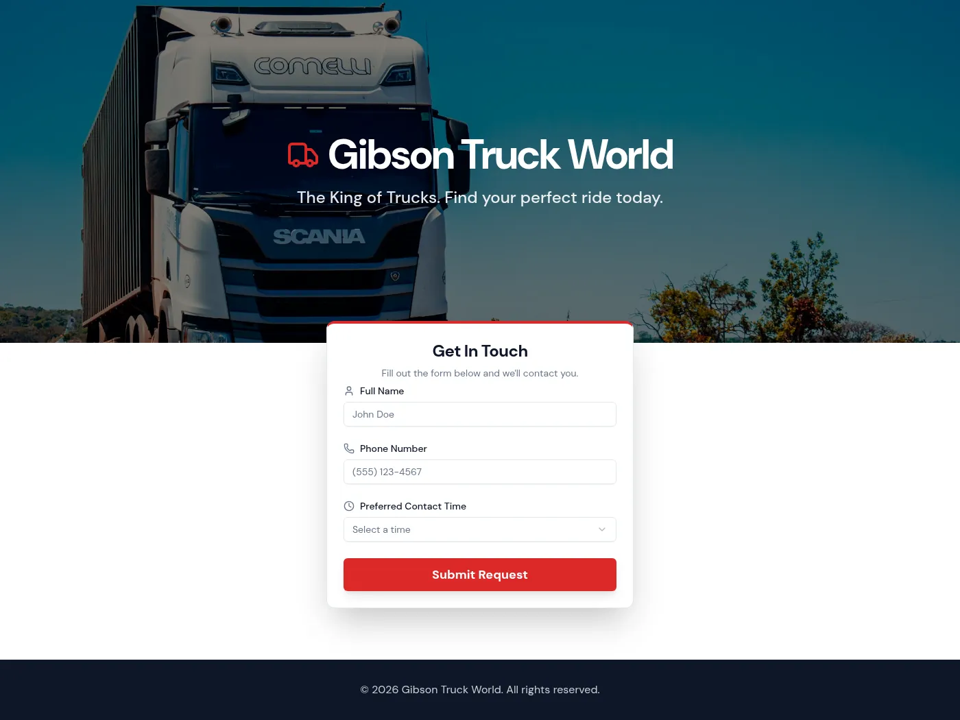 Gibson Truck Lead Form