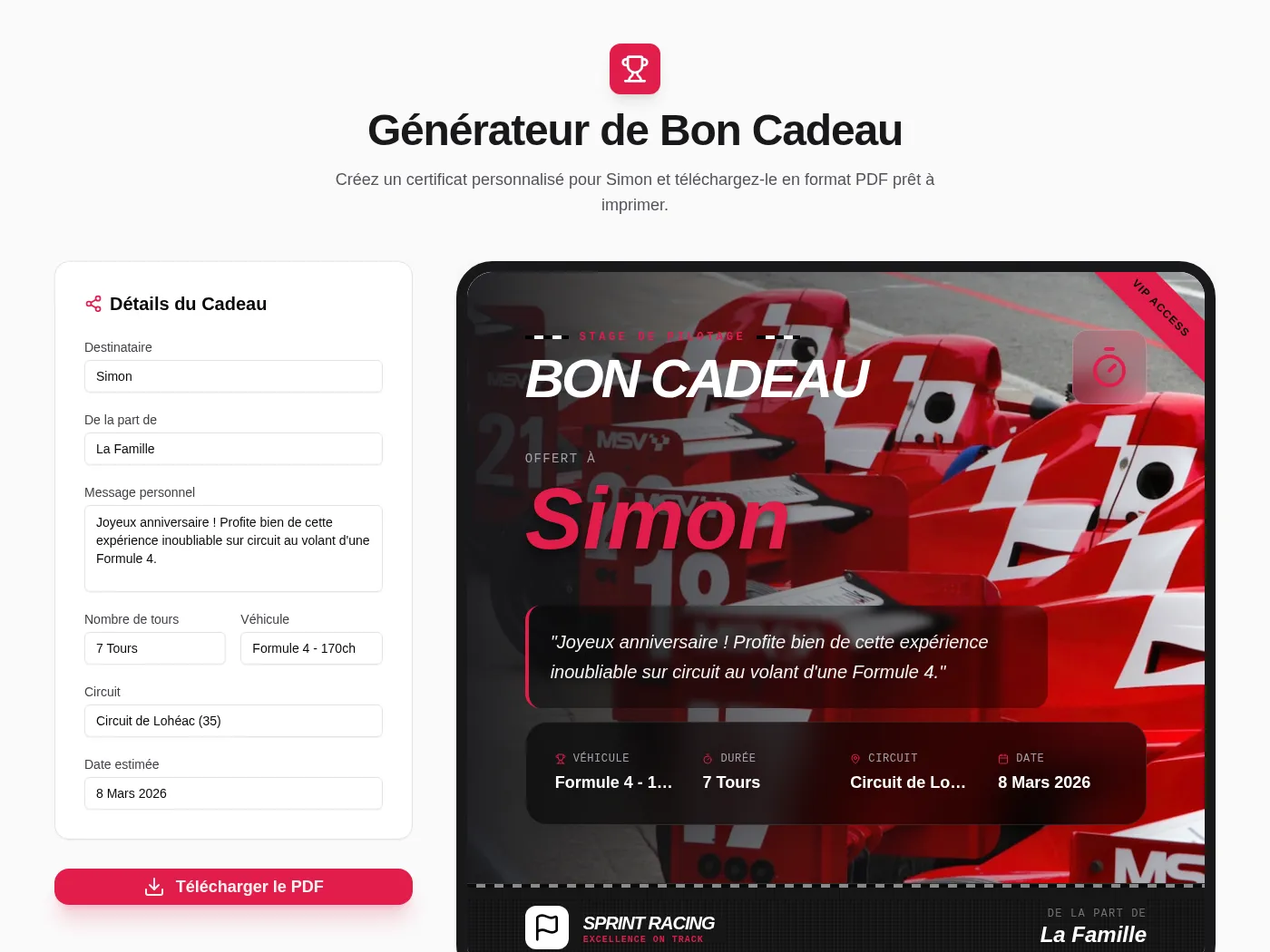 Gift Certificate Creator