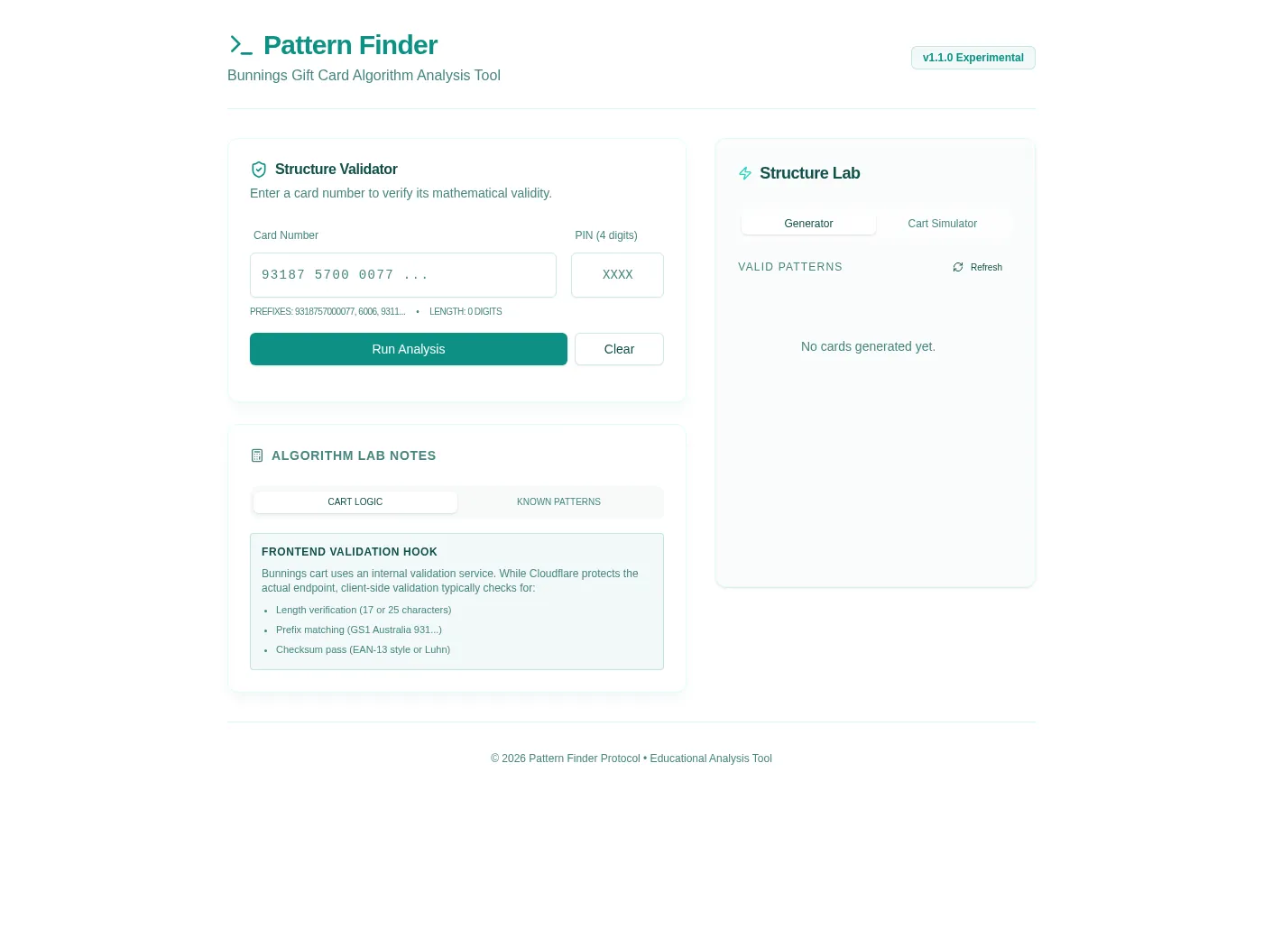 Gift Card Pattern Finder