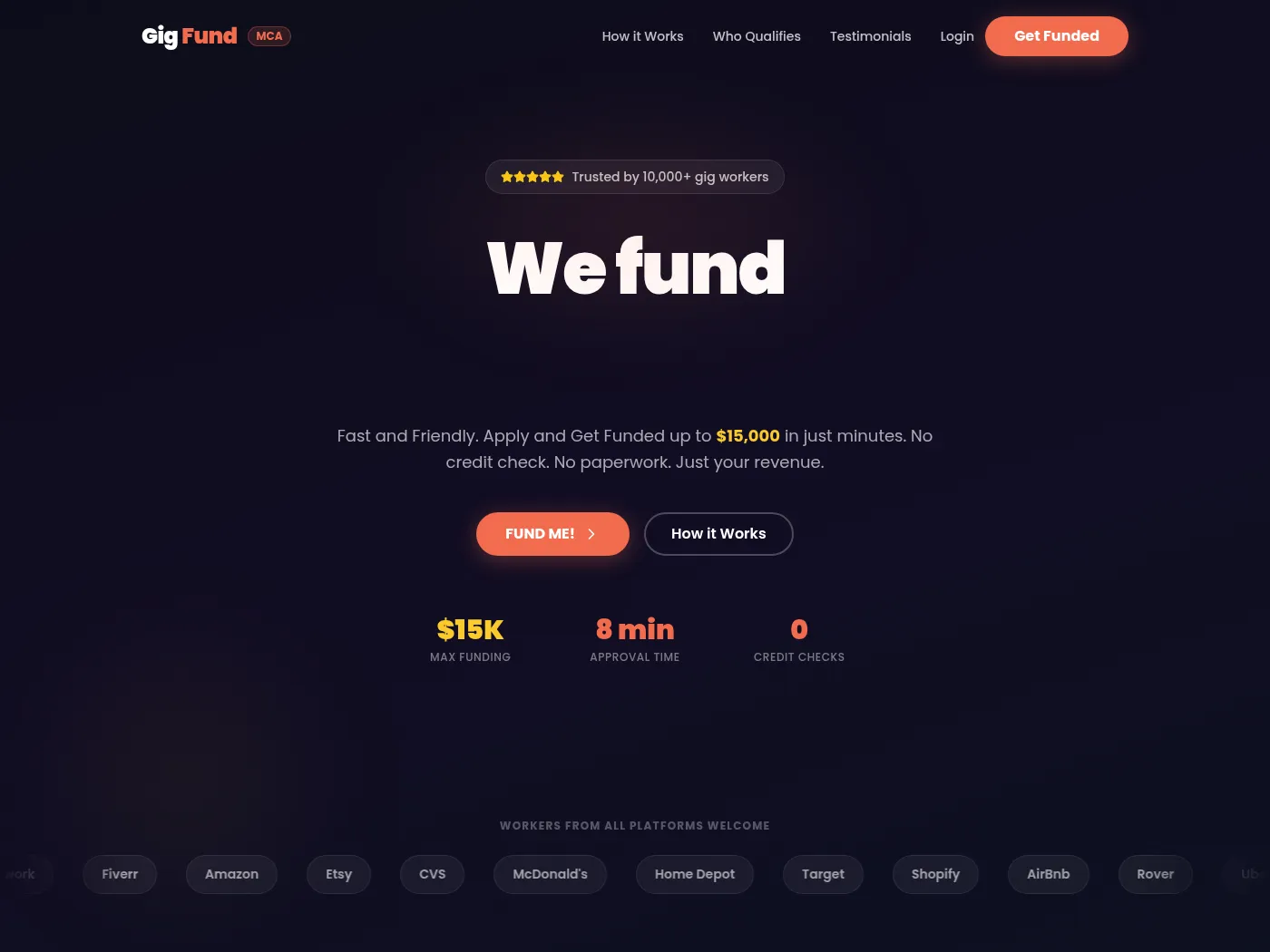 MCA Gig Funding Portal