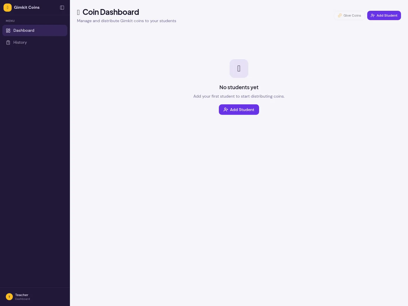 Gimkit Coin Dashboard