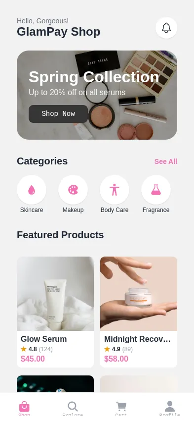 GlamPay Mobile Shop