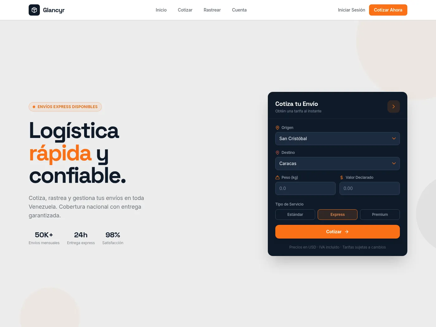 Glancyr Logistics UI
