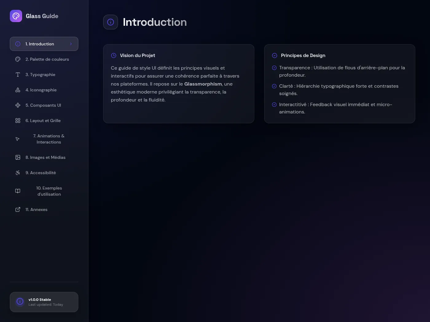 Glassmorphism UI Style Guide