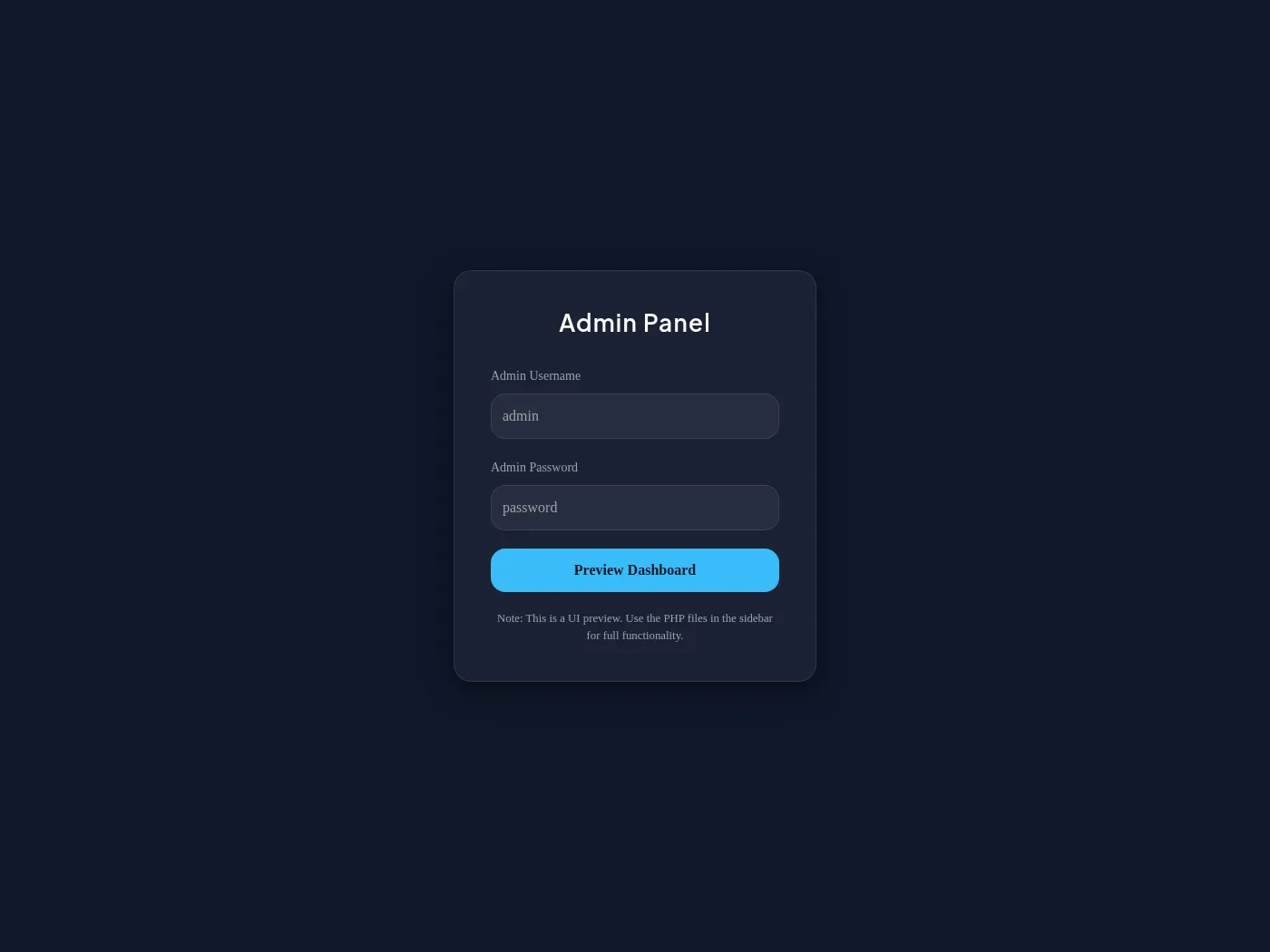 GlassAdmin PHP Panel