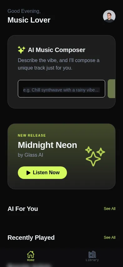 GlassAI Music Player