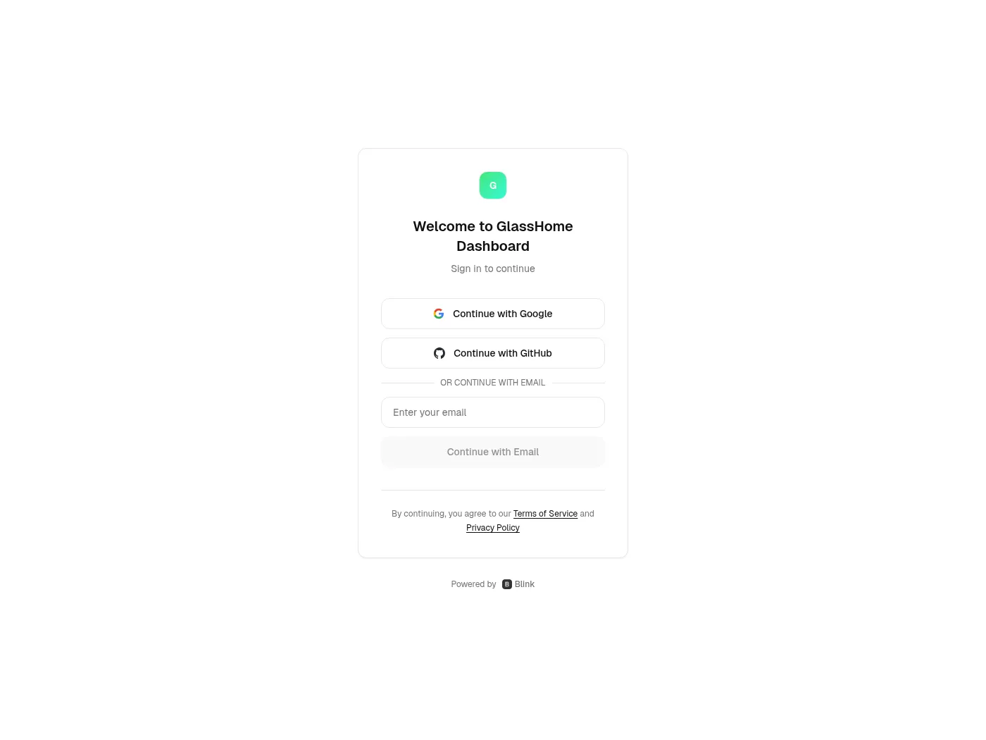 GlassHome Dashboard