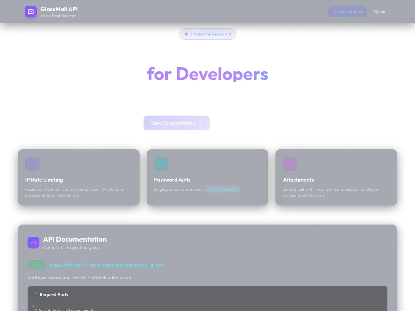 GlassMail API Portal