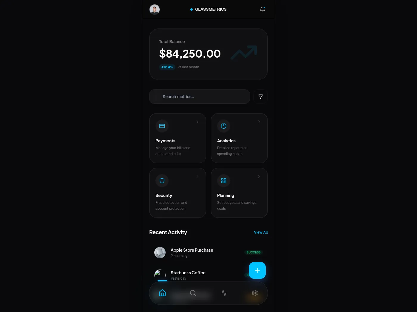 GlassMetrics Dashboard