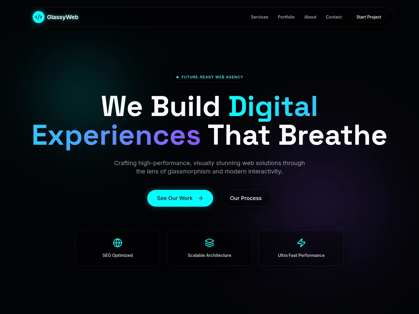 GlassyWeb Agency Landing