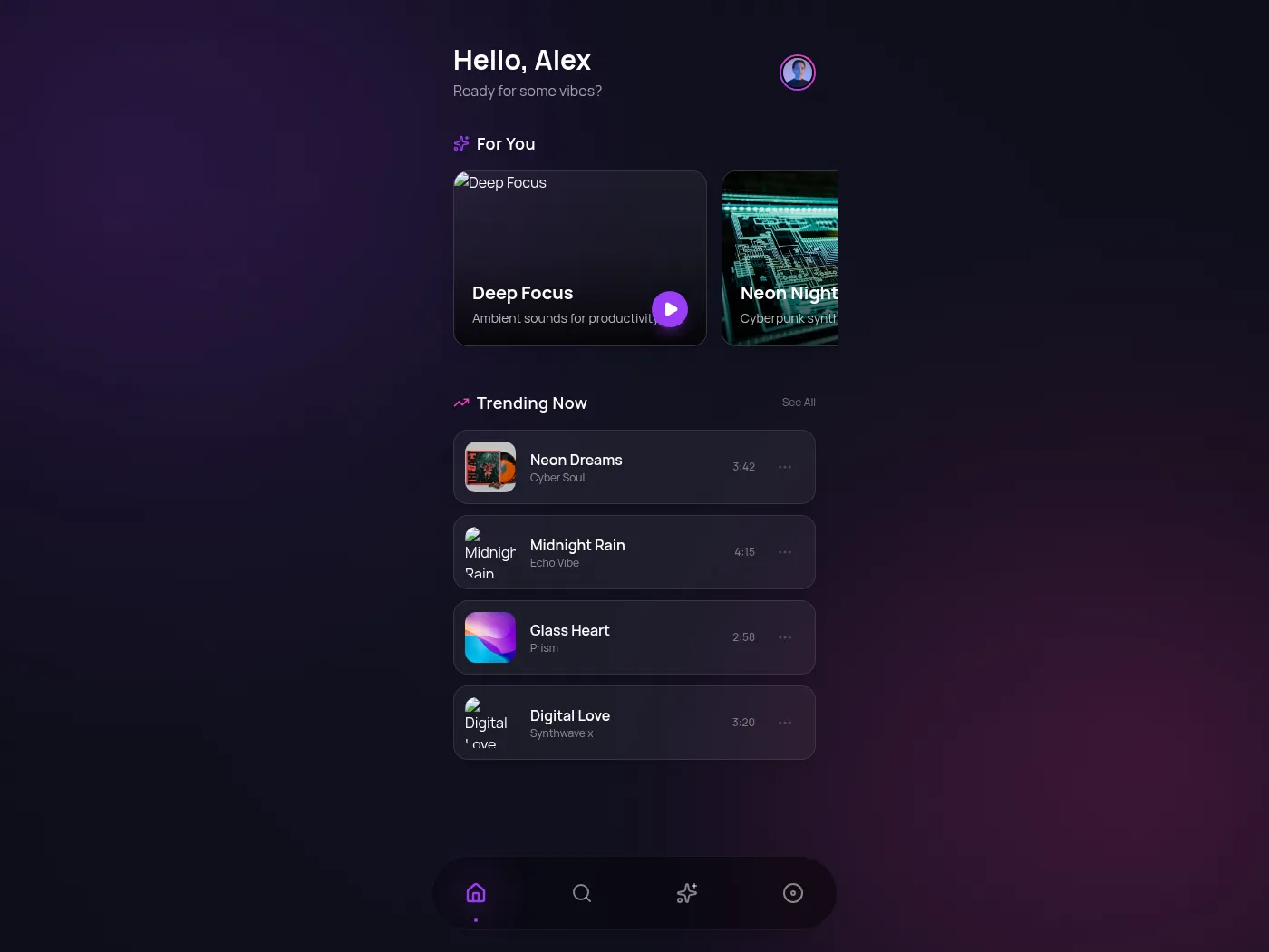 Glassmorph AI Music App