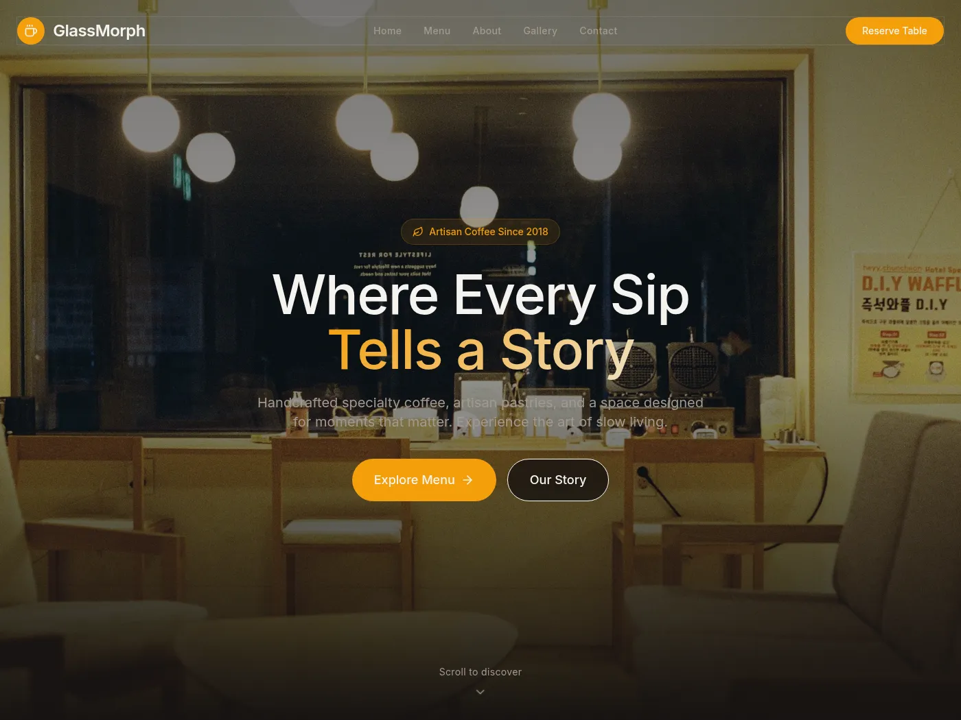 GlassMorph Café Website