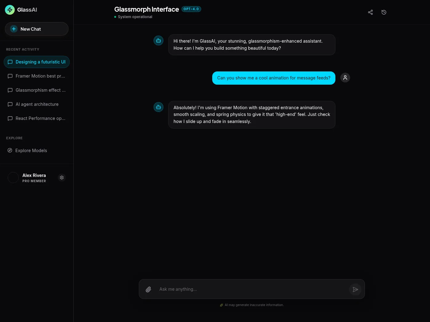 Glassmorph AI Chat Shell