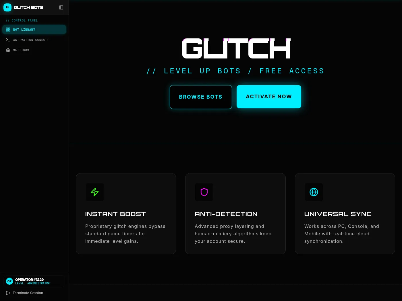 Glitch Level Up Bots