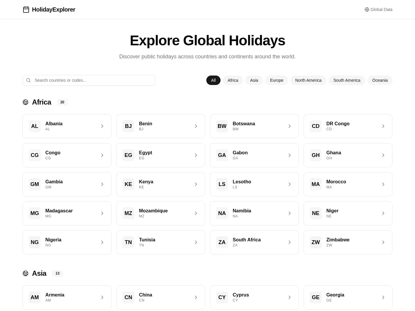 Global Holiday Explorer