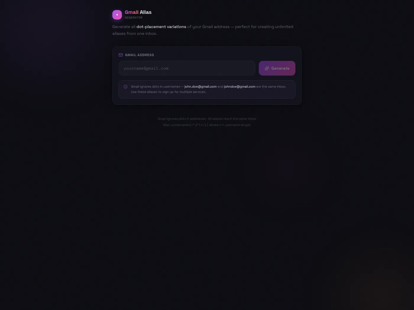 Gmail Alias Generator