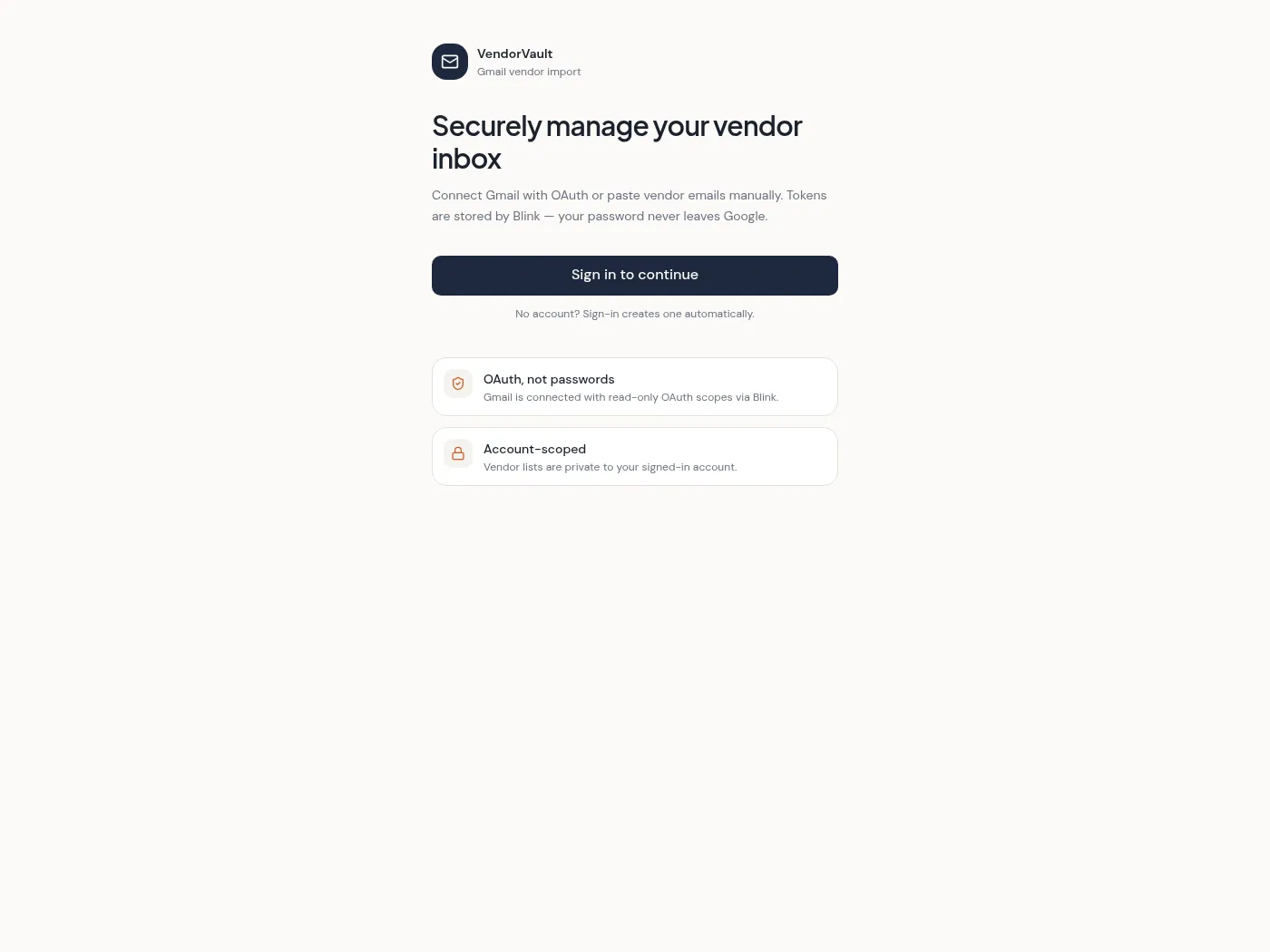 Gmail OAuth Vendor Import